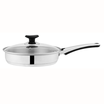 SONEX Stainless Steel Supreme Frying Pan with Glass Lid – Cool Handle ...